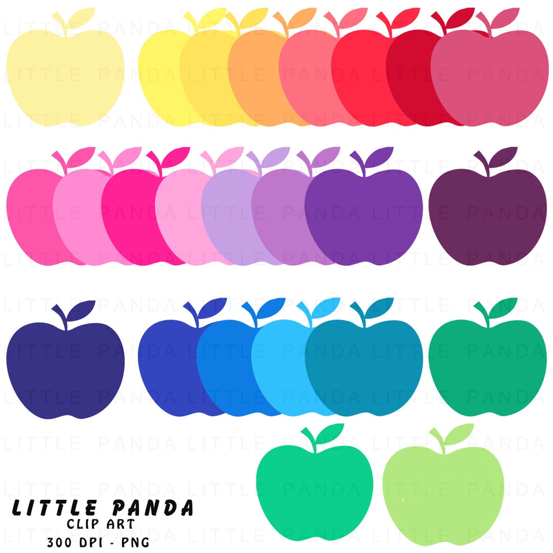 Rainbow Apple Digital Clip Art - Personal and Commercial Use - Instant ...