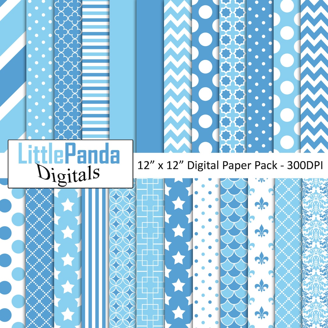 Blue Digital Paper, Scrapbook Papers, Wallpaper, Background, Commercial ...