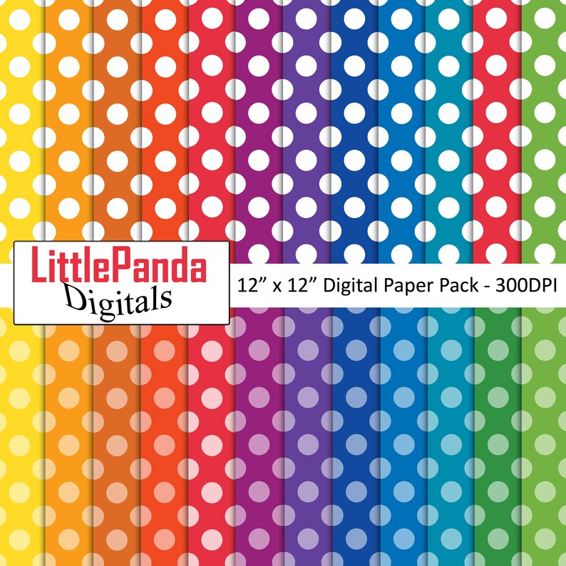 Polka Dots Digital Paper Primary Colors Scrapbook Pages Paper | Etsy