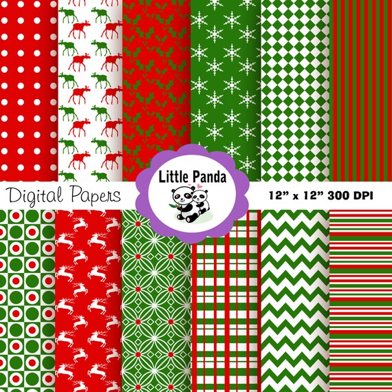 Christmas Digital Scrapbook Paper Pack 12 Jpg Files 12 X 12 | Etsy
