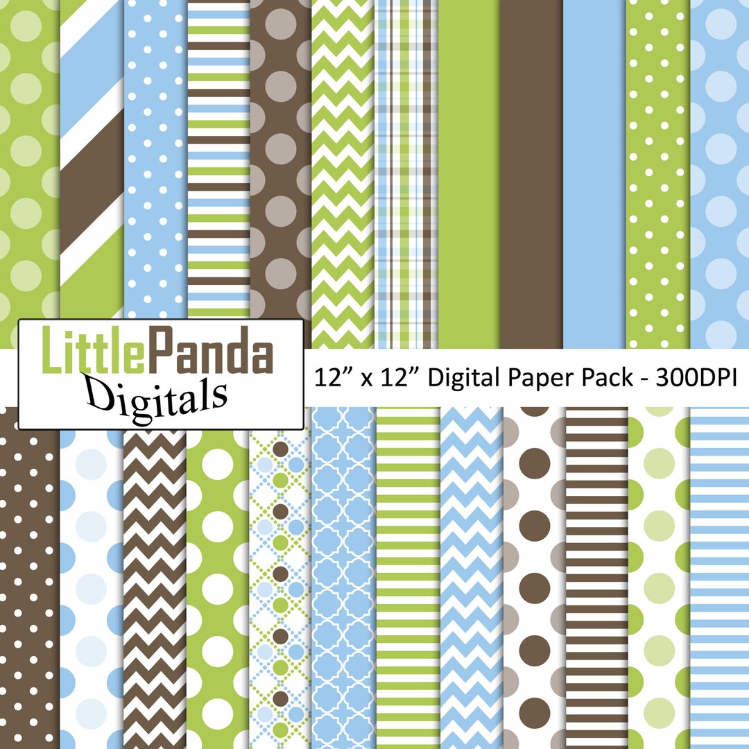 Brown, Green and Blue Digital Paper, Scrapbook Papers, Wallpaper ...