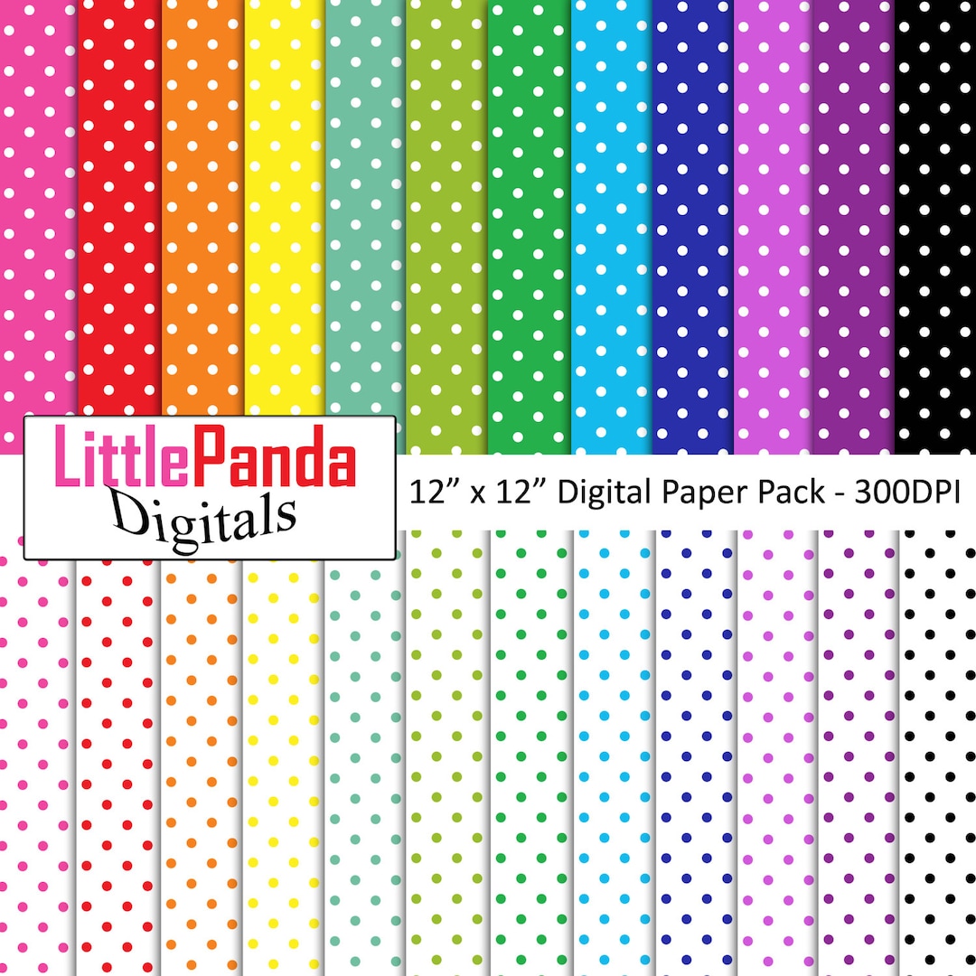 Polka Dot Digital Paper, Scrapbook Papers, Wallpaper, Background ...
