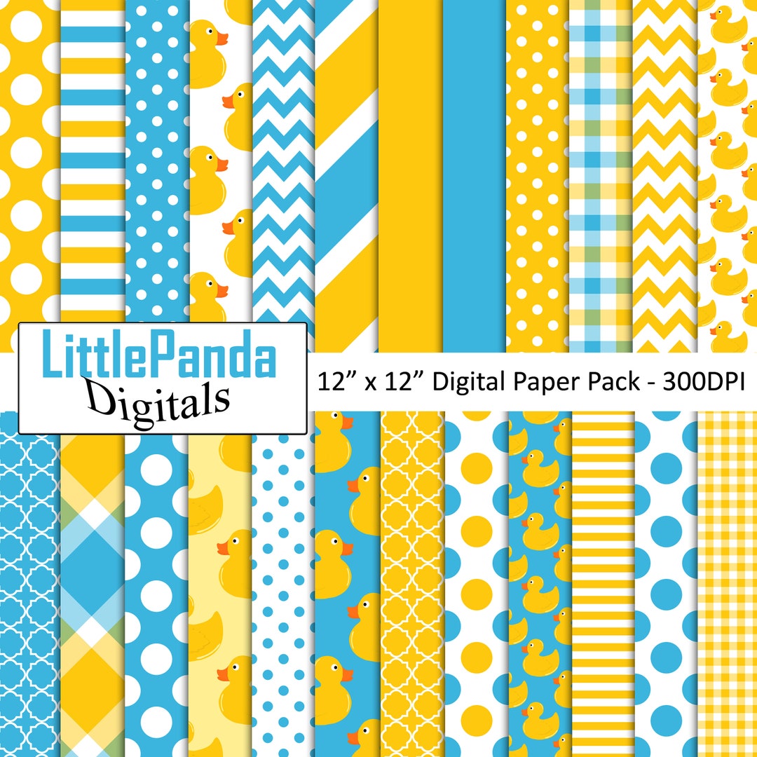 Rubber Duck Digital Paper, Baby Shower, Baptism, Birthday, Scrapbooking ...