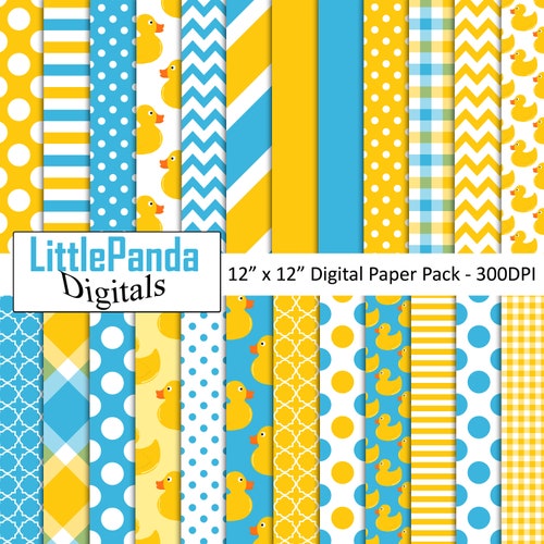 Rubber Duck Digital Paper Baby Shower Baptism Birthday - Etsy