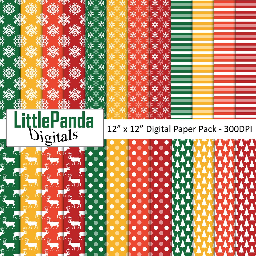 Christmas Digital Paper Snowflake Pattern Christmas Tree Background ...