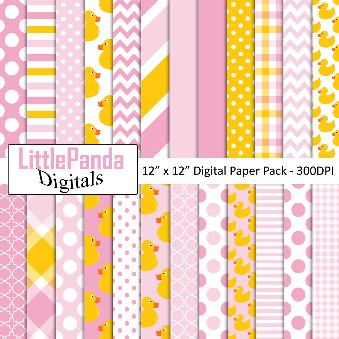 Rubber Duck Digital Paper, Baby Shower, Baptism, Birthday, Scrapbooking ...