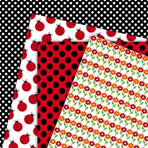 Ladybug Digital Paper, Sweet Ladybug Scrapbook Papers, Commercial Use ...