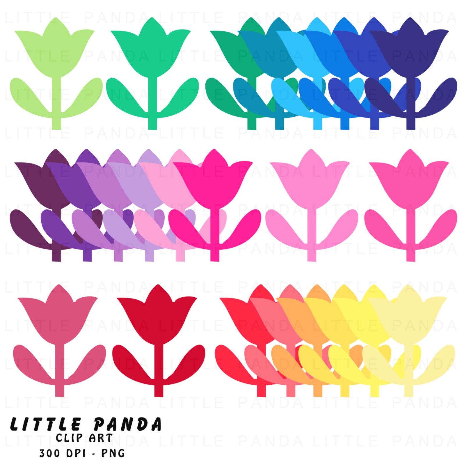 Rainbow Tulips Digital Clip Art Personal and Commercial Use - Etsy