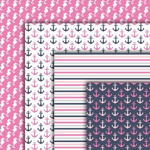 Nautical Digital Paper, Scrapbook Papers, Wallpaper, Background ...