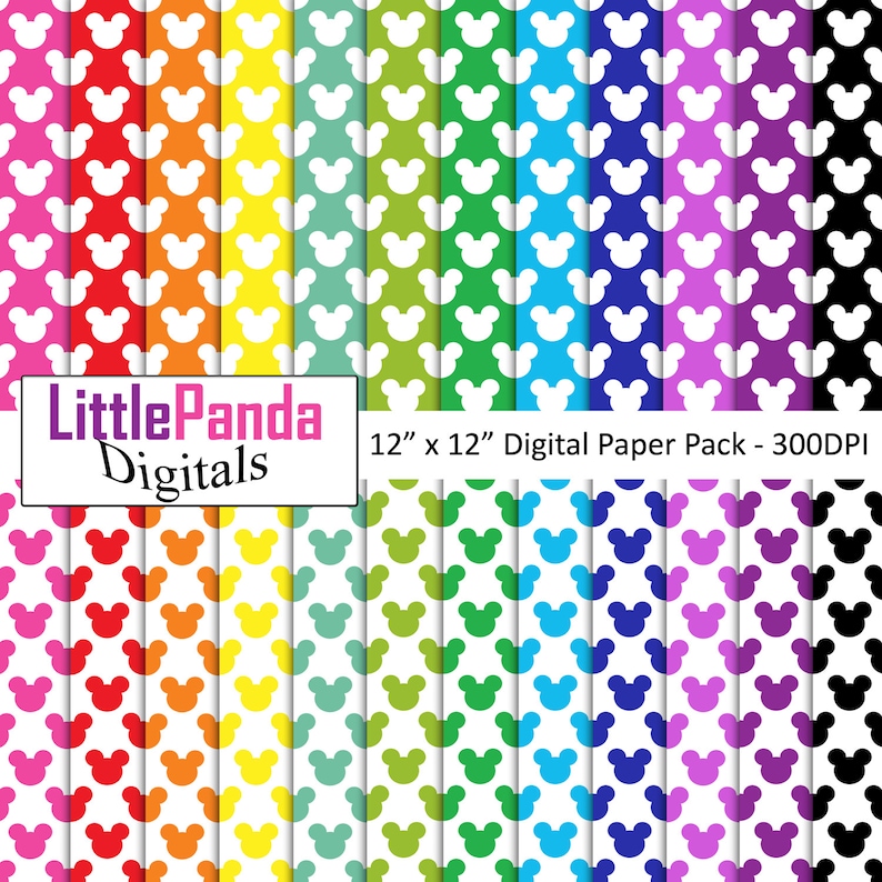 Mickey Mouse Digital Paper Scrapbook Papers Wallpaper - Etsy