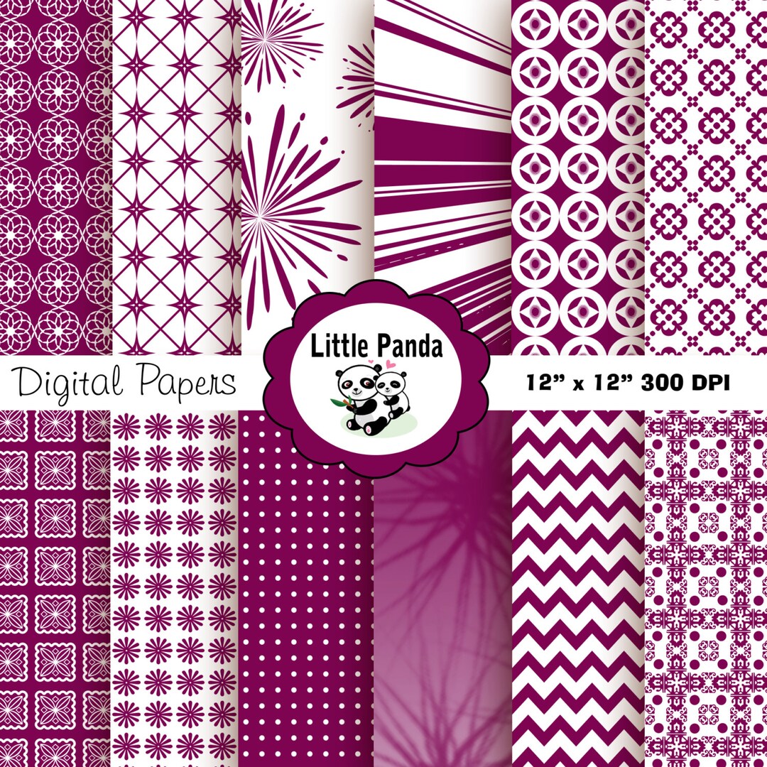 Plum Velvet Digital Paper Pack, Digital Scrapbooking Papers, 12 Jpg ...