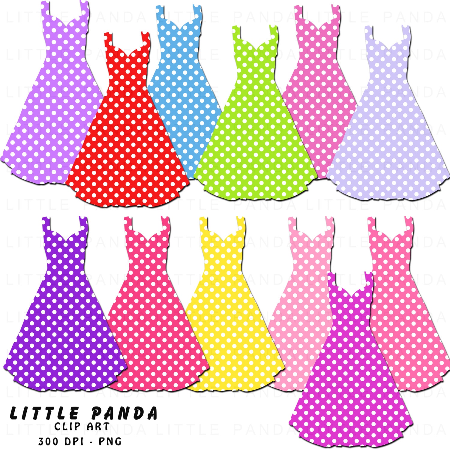 Pink Polka Dot Dress Clipart