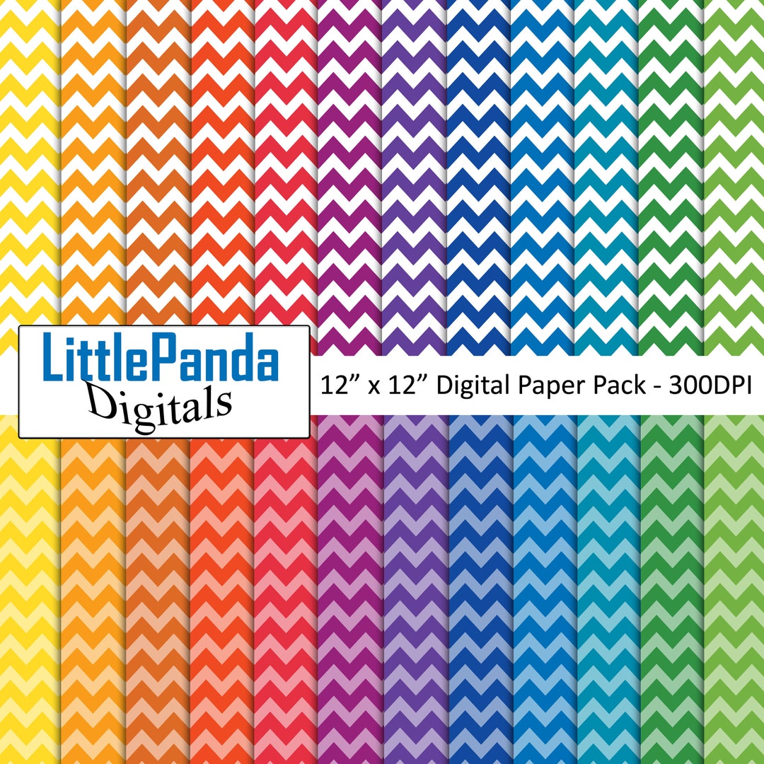 Chevron Digital Paper Primary Colors Scrapbook Pages Paper Crafts ...