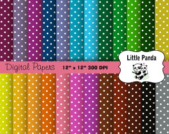 Polka Dots Digital Paper Pack, Scrapbook Papers, 24 Jpg Files 12 X 12 ...