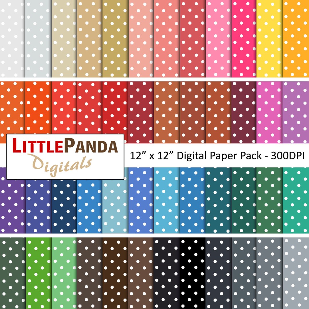 Polka Dots Digital Scrapbook Papers 48 Jpg Files 12 X 12 - Instant ...