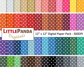 Polka Dots Digital Scrapbook Papers 48 Jpg Files 12 X 12 - Etsy