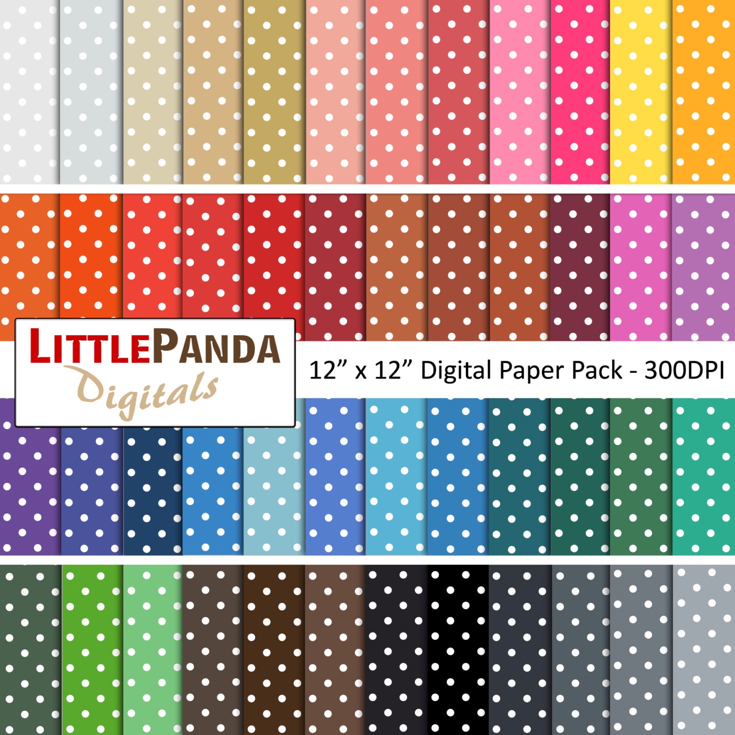 Polka Dots Digital Scrapbook Papers 48 Jpg Files 12 X 12 | Etsy