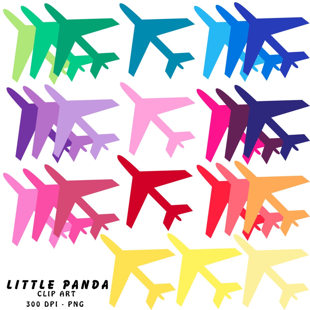 Rainbow Airplane Digital Clip Art - Personal and Commercial Use ...