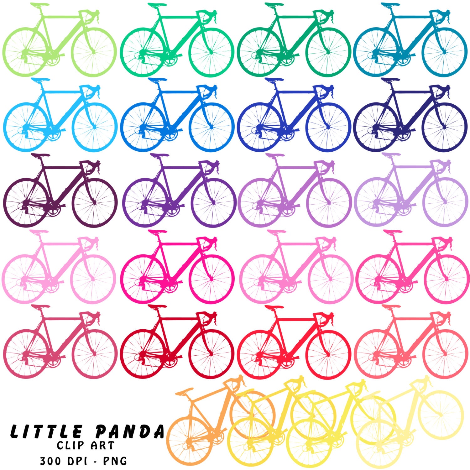 Rainbow Bicycle Digital Clip Art Personal and Commercial Use - Etsy