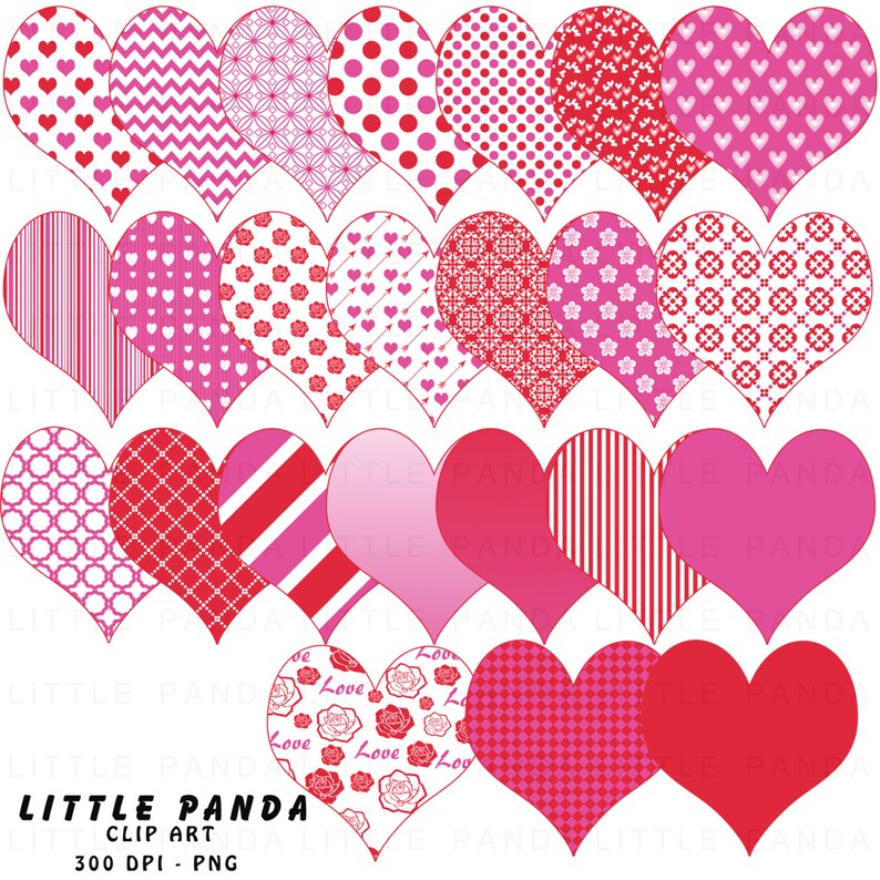 Valentine Hearts Digital Clip Art - Personal and Commercial Use ...