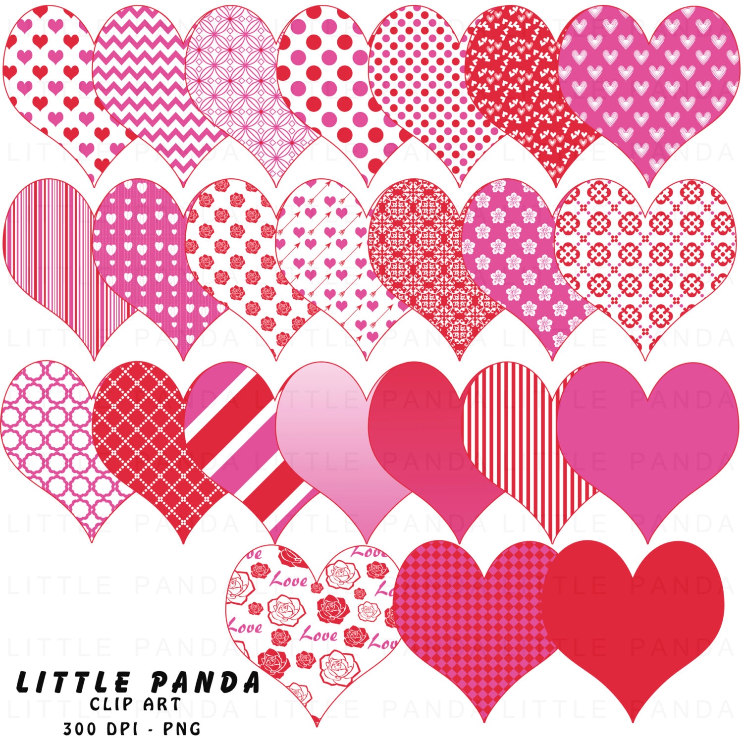 Valentine Hearts Digital Clip Art Personal and Commercial - Etsy