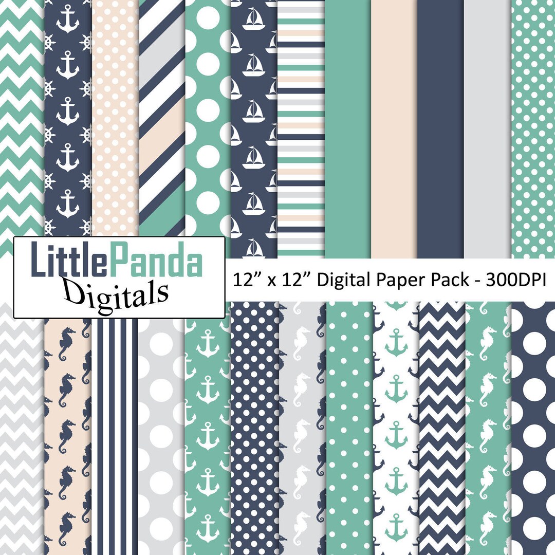 Nautical Digital Paper, Scrapbook Papers, Wallpaper, Background ...