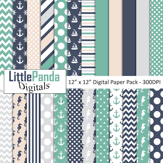 Nautical Digital Paper Scrapbook Papers Wallpaper - Etsy