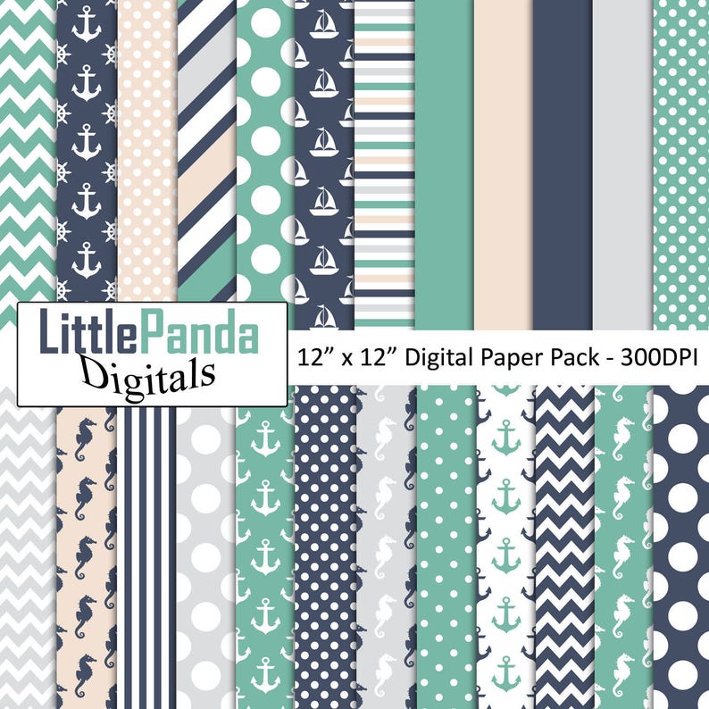 Nautical Digital Paper Scrapbook Papers Wallpaper - Etsy