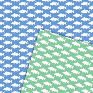 Fish Digital Paper, Fishing Scrapbook Paper, Father's Day Background ...
