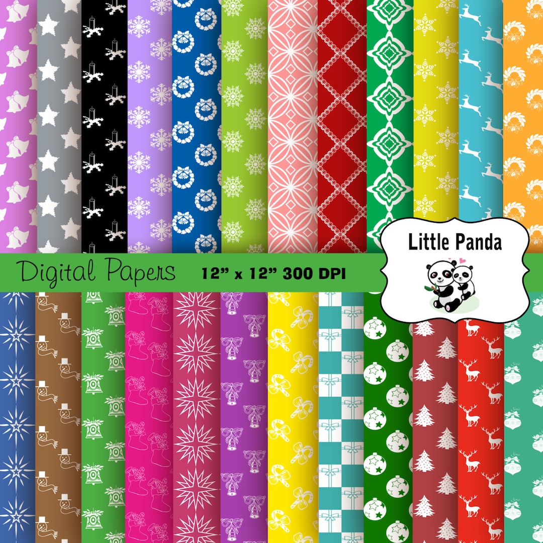 Christmas Digital Scrapbooking Papers 24 Jpg Files 12 X 12 - Instant ...