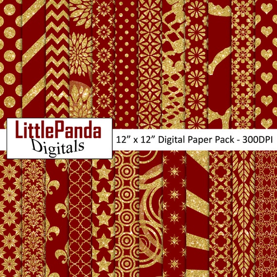 Maroon and Gold Digital Paper Maroon Scrapbook Papers - Etsy