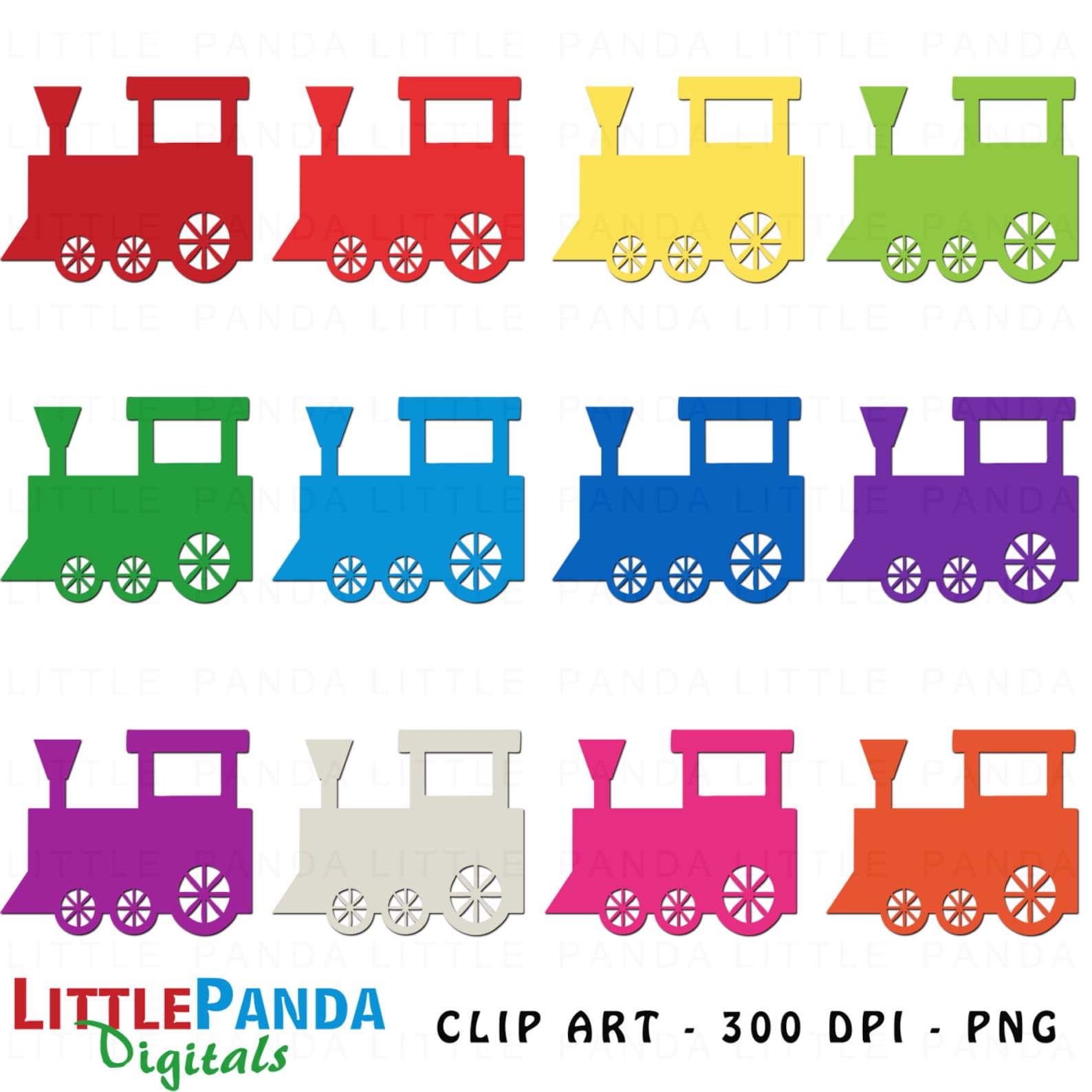 Train Clipart Digital Clip Art - Personal and Commercial Use - Instant ...
