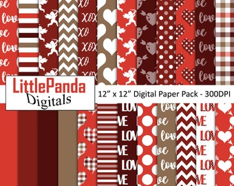 Valentine Digital Paper Love Valentine's Day Scrapbook - Etsy