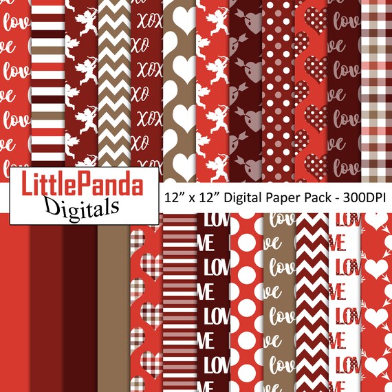 Scrapbooking Paper Valentine's Day digital paper love scrapbook paper ...