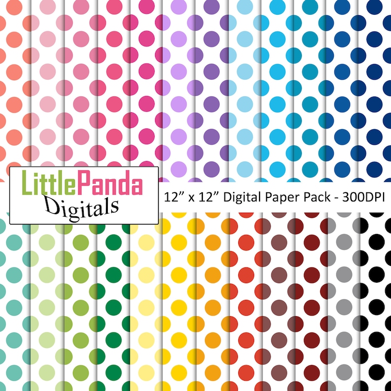 Polka Dots Digital Paper Scrapbook Papers Wallpaper - Etsy