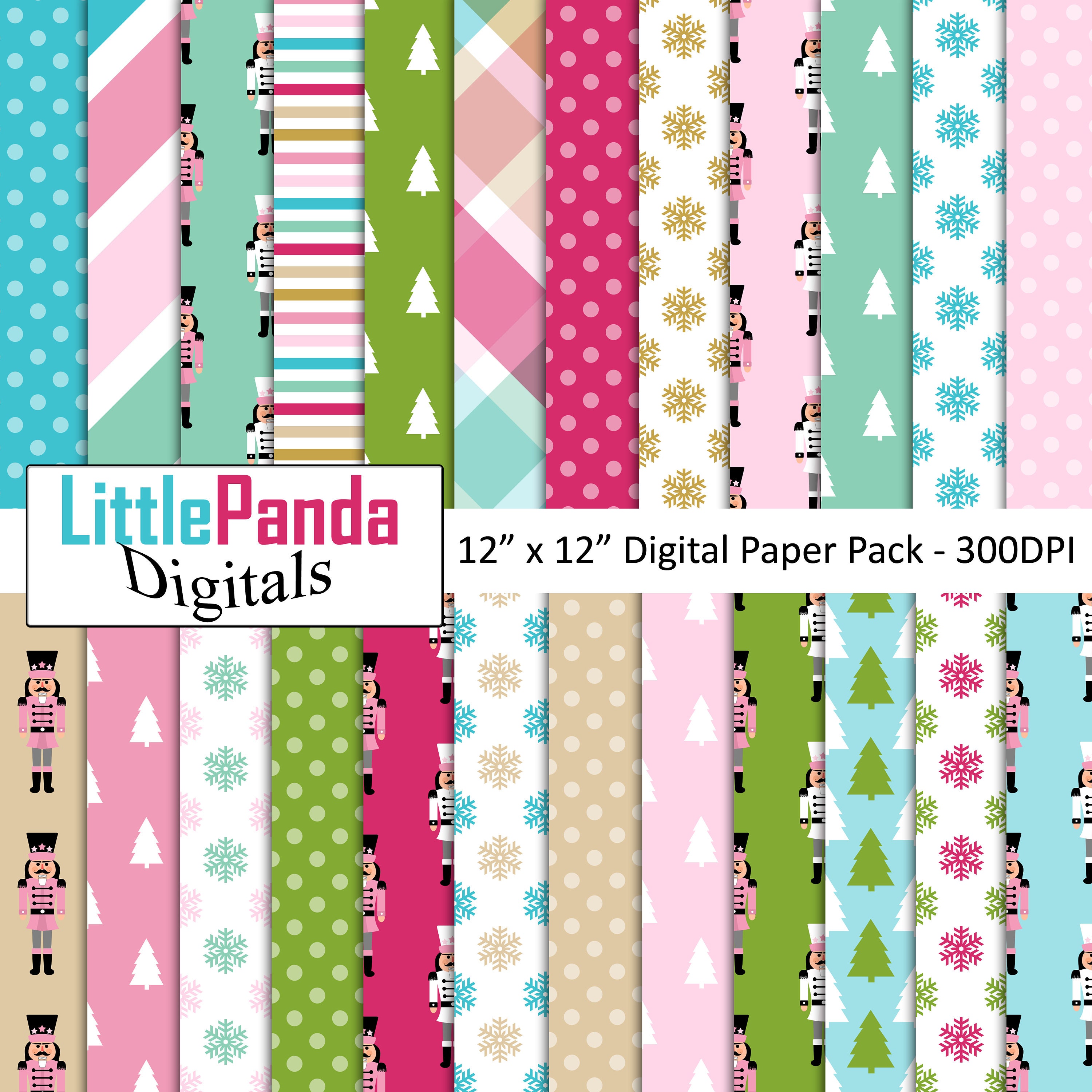 Christmas Nutcracker Digital Paper Snowflake Polka Dots - Etsy