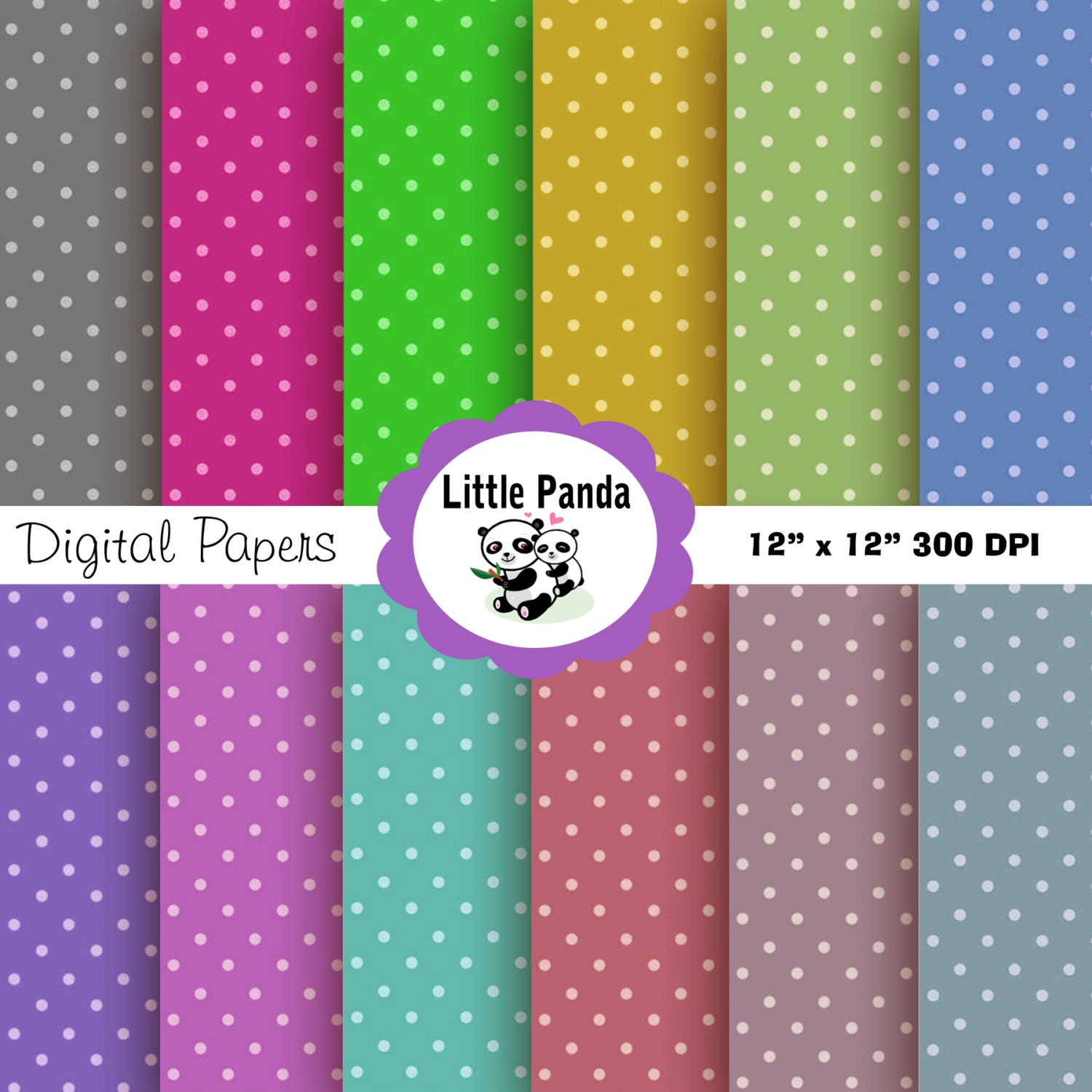 Polka Dots Digital Paper Pack Scrapbook Papers 12 Jpg Files - Etsy