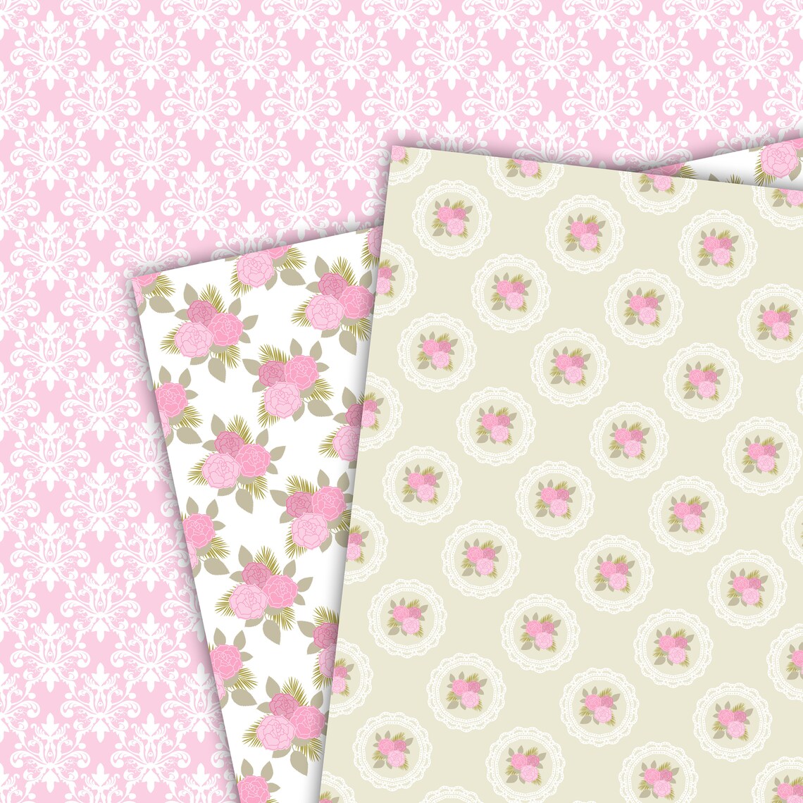 Shabby Chic Digital Paper Floral Digital Paper Summer - Etsy