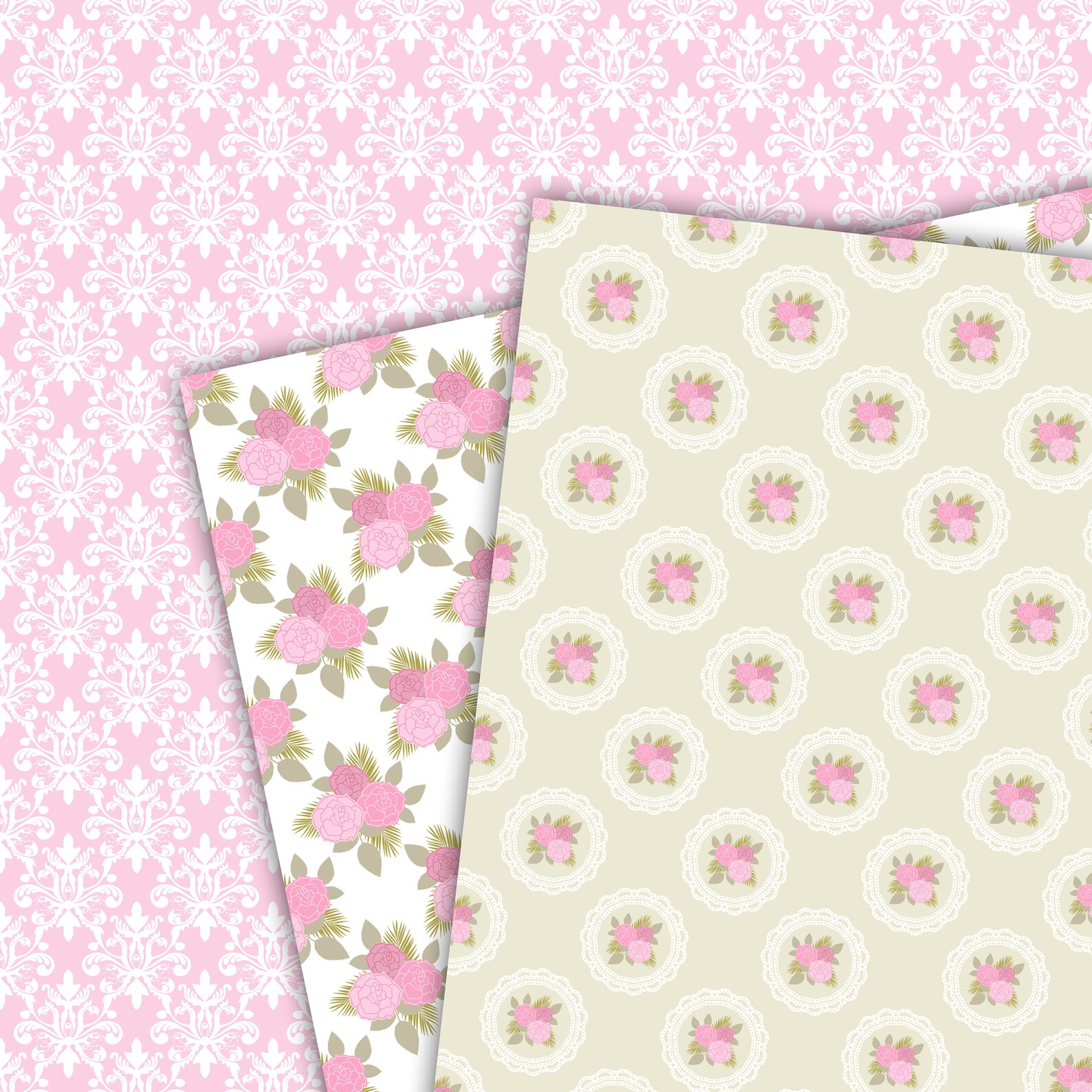 Shabby Chic Digital Paper Floral Digital Paper Summer - Etsy