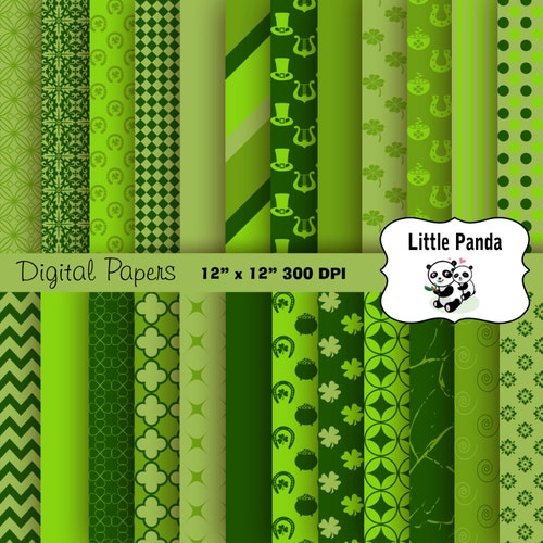 St Patrick's Day Digital Paper Shamrock Digital - Etsy