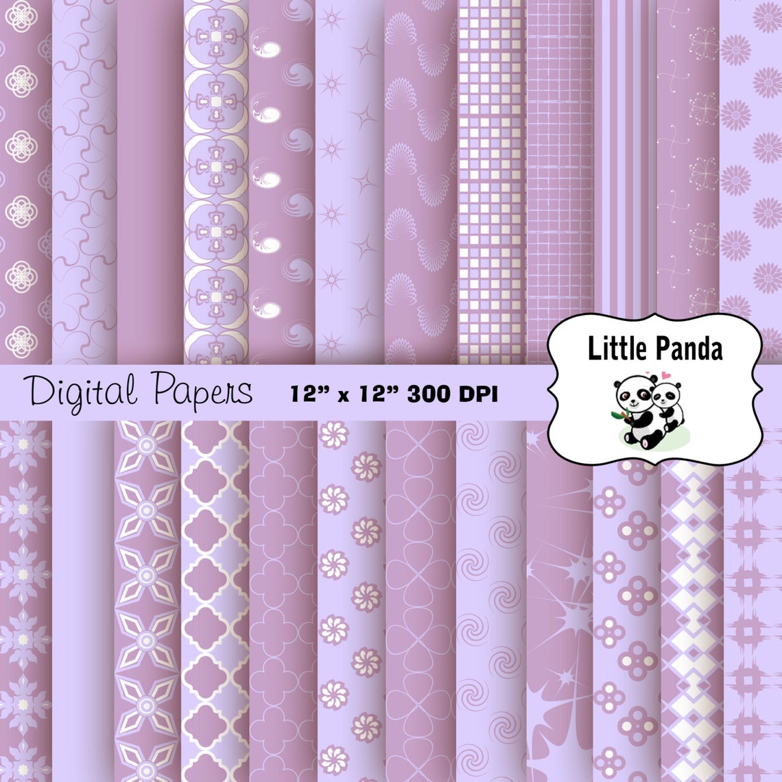Pale Lavender and Lilac Digital Paper Digital Scrapbooking - Etsy