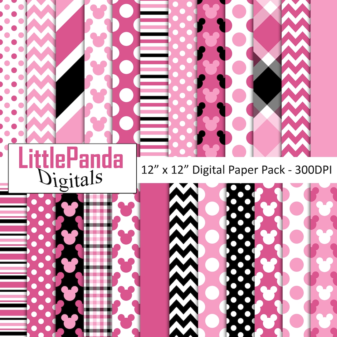 Minnie Mouse Digital Paper, Scrapbook Papers, Commercial Use ...