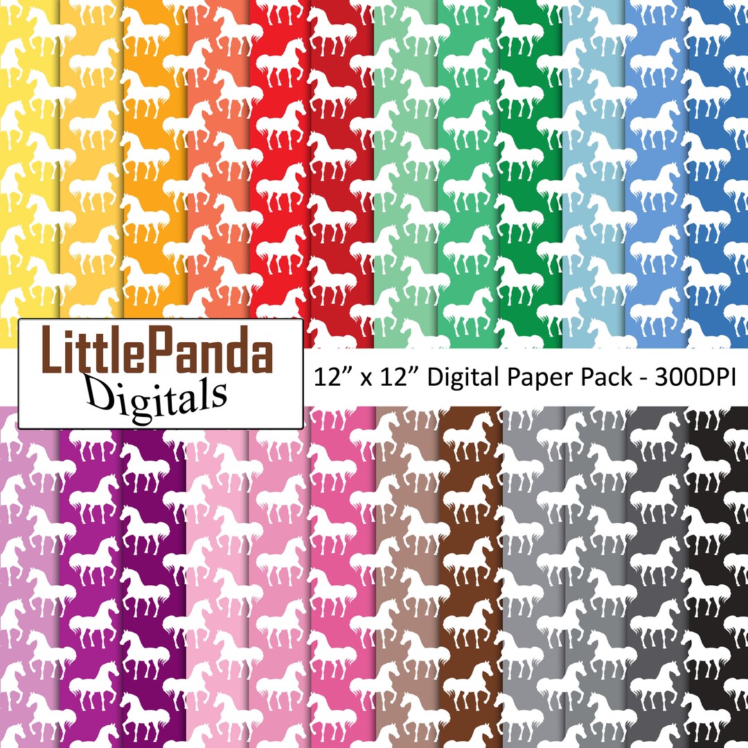 Horse Digital Paper Pony Background Animal Farm Scrapbook Paper Paper ...