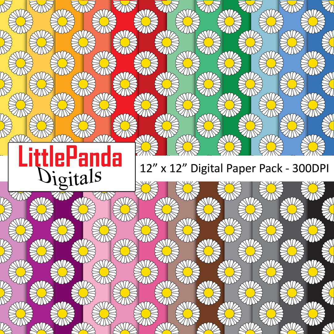 Daisy Digital Paper Flower Digital Paper Daisy Pattern Floral Scrapbook ...