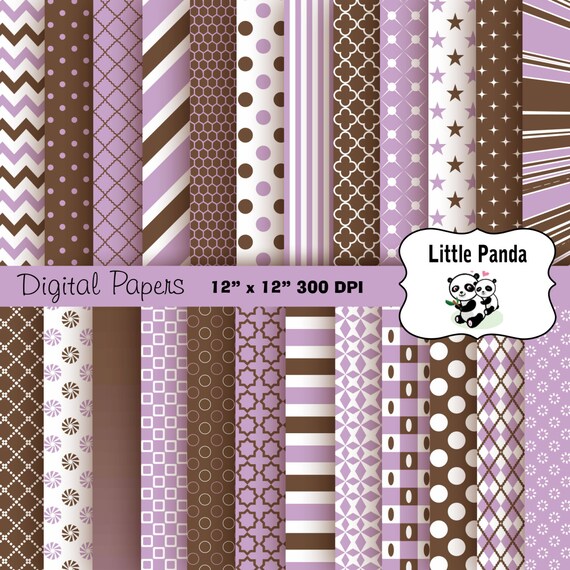 Lilac and Brown Digital Paper Pack 24 Jpg Files 12 X 12 - Etsy