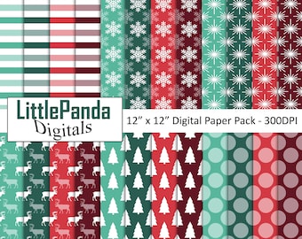 Christmas Digital Paper Holiday Scrapbook Papers Snowflake - Etsy