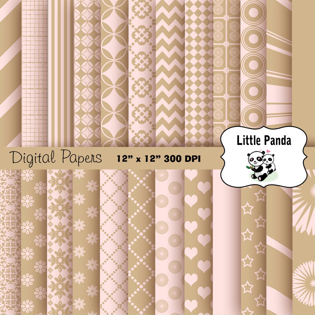 Misty Rose and Tan Digital Papers 24 Jpg Files 12 X 12 - Instant ...