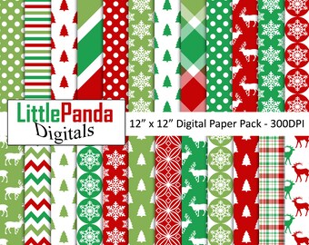 Christmas Digital Paper Holiday Scrapbook Papers Snowflake - Etsy