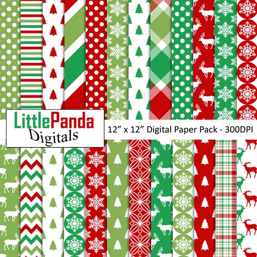 Snowman Digital Paper Snowflake Patterns Plaid Winter - Etsy