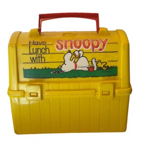 Vintage Snoopy Yellow Lunch Box - Etsy